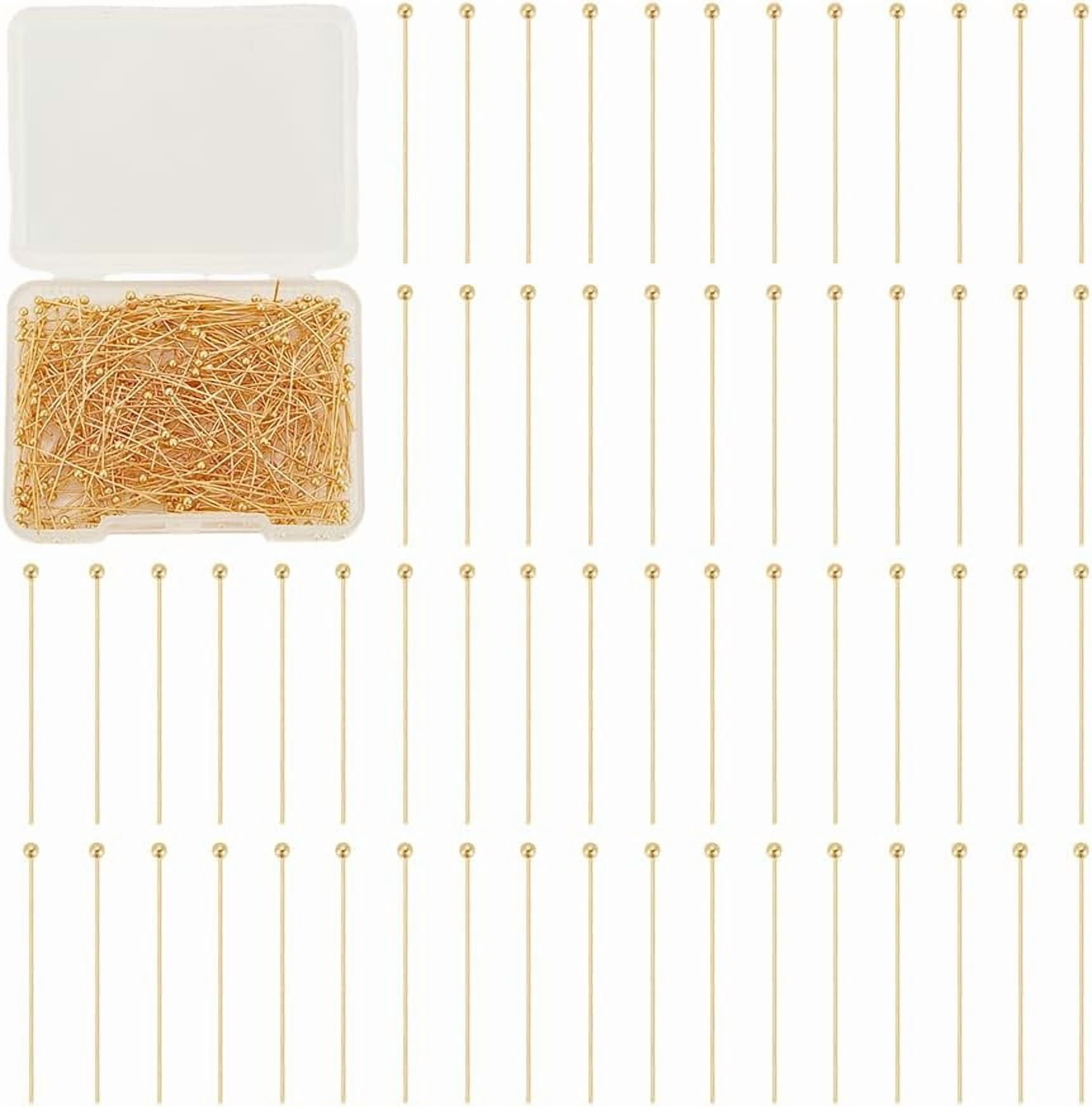 300Pcs 29.5mm Ball Head Pins 18K Gold Plated Headpin Jewelry Making ...