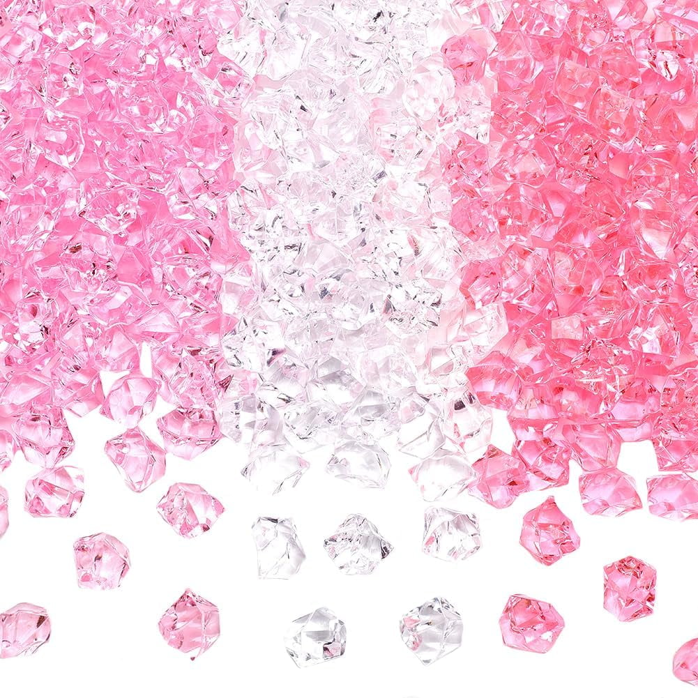 300Pcs 3 Colors Transparent Acrylic Beads Imitation Ice No Hole Blue ...