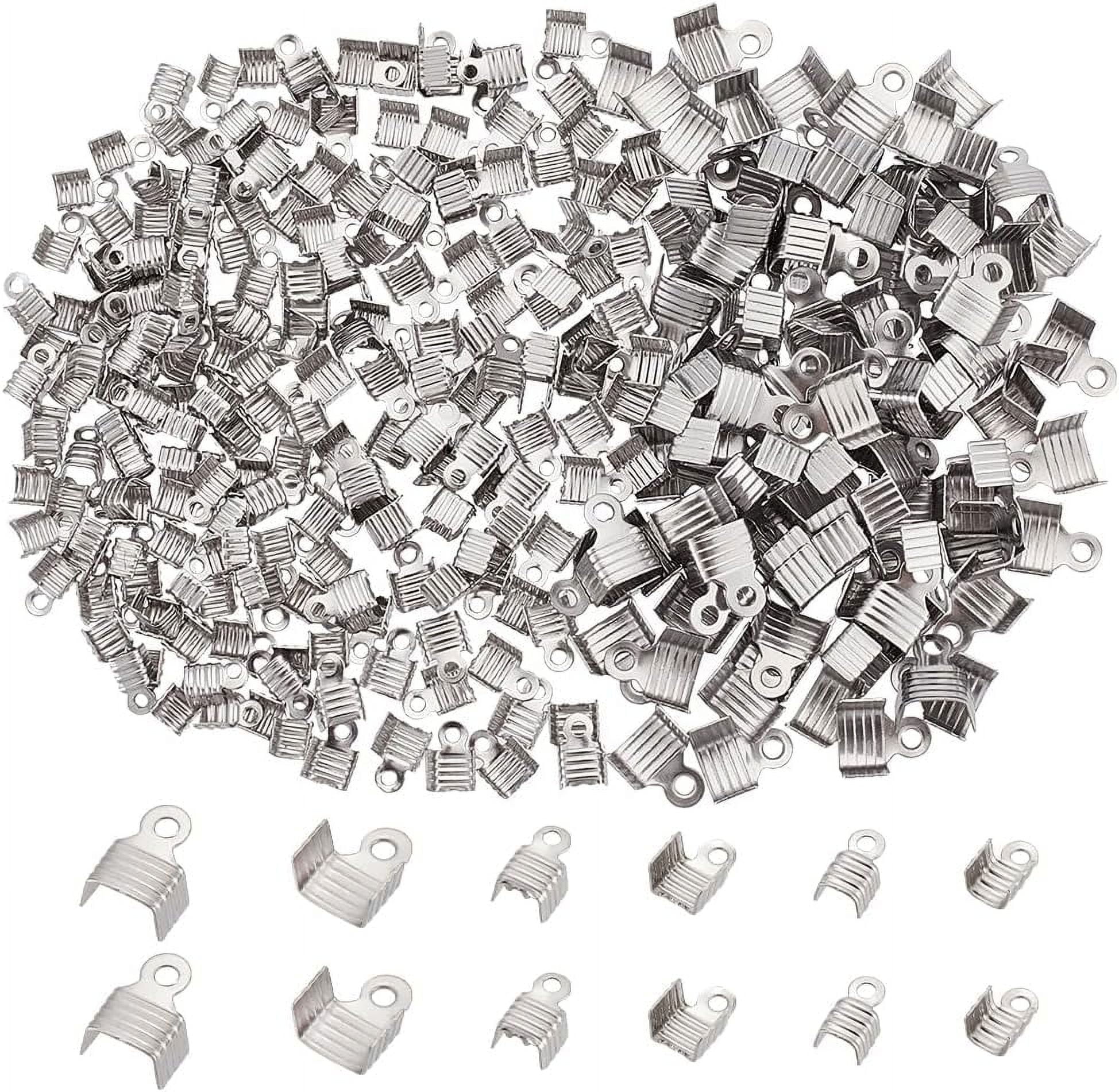 300Pcs 3 Size 304 Stainless Steel Folding Crimp Ends Fold Over Crimp ...