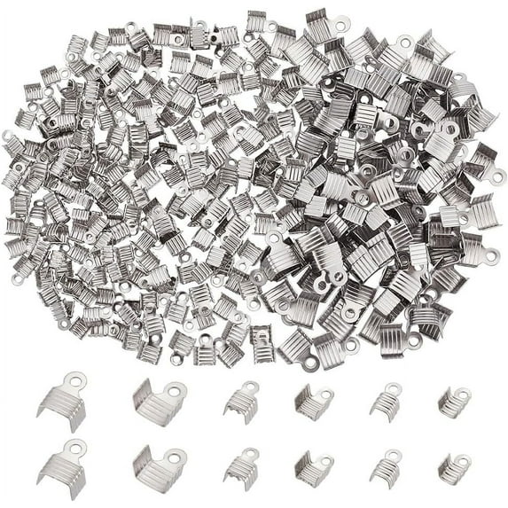 300Pcs 3 Size 304 Stainless Steel Folding Crimp Ends Fold Over Crimp ...