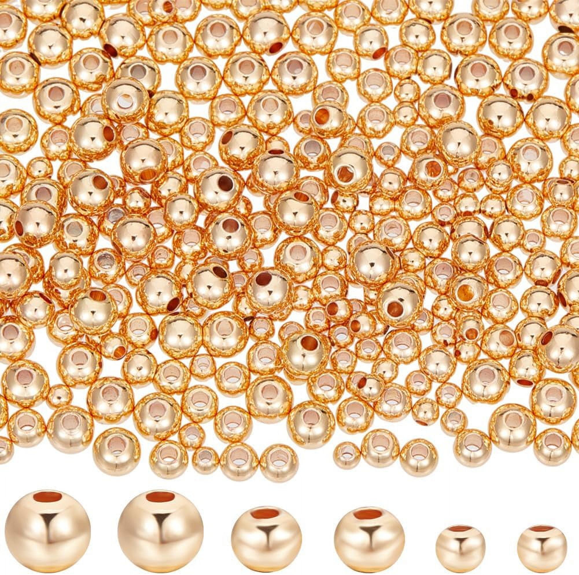 300Pcs 3 Style Rack Plating Brass Beads Long-Lasting Plated Round Real ...