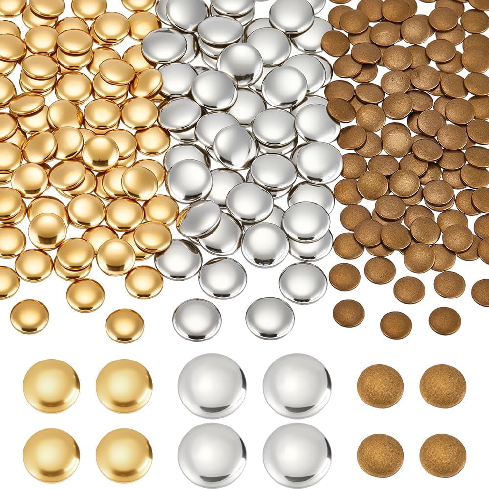 300Pcs 3 Styles Brass Sheets Flat Round Mixed Color 10~15mm 100pcs ...
