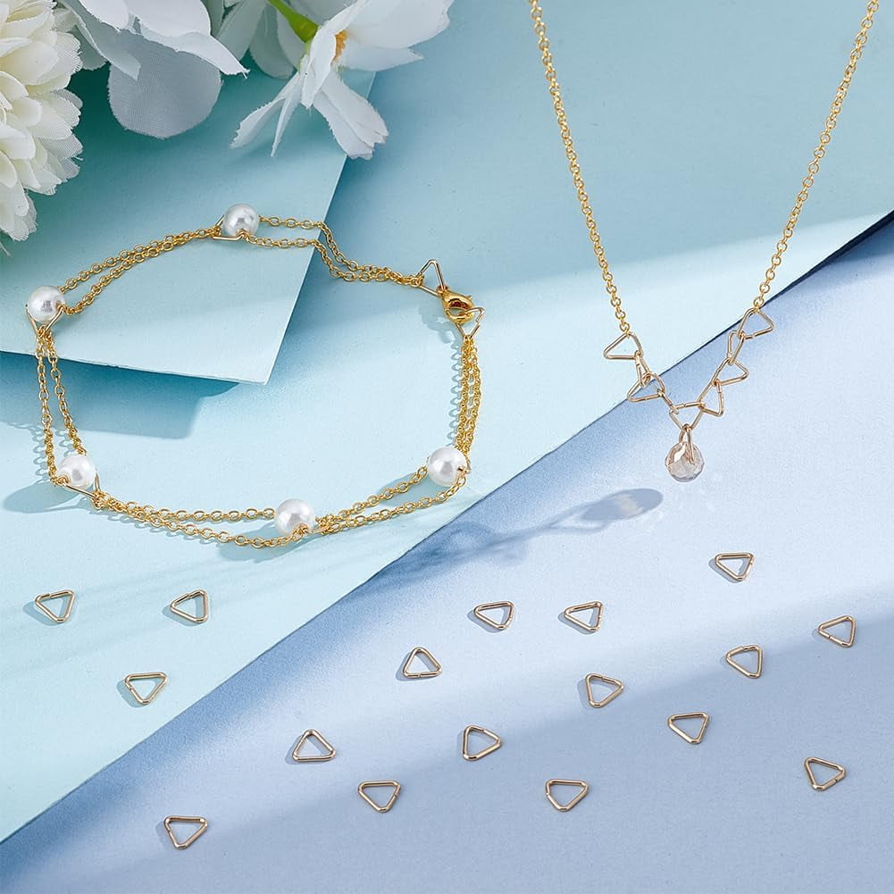 300Pcs 304 Stainless Steel Triangle Open Jumps Rings Real 18K Gold ...