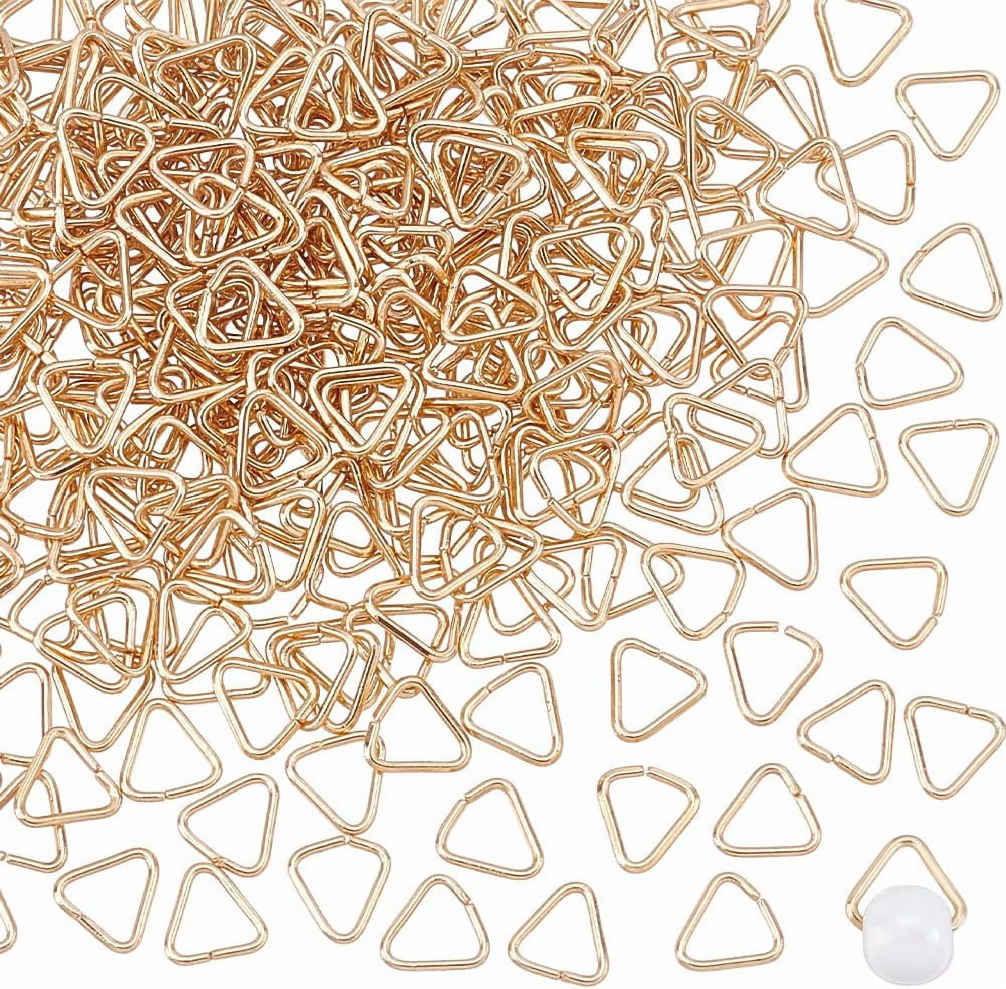 About 300Pcs 304 Stainless Steel Triangle Open Jumps Rings Real 18K ...