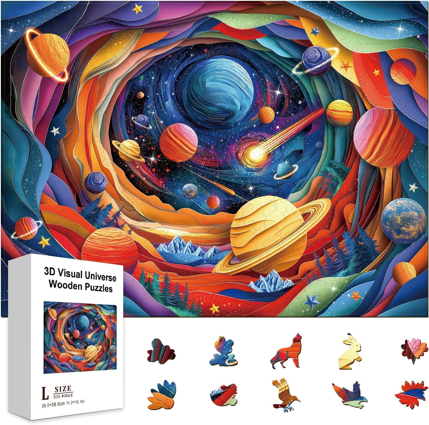 300Pcs 3D Visual Universe Wooden Jigsaw Puzzles for Toddler Children ...