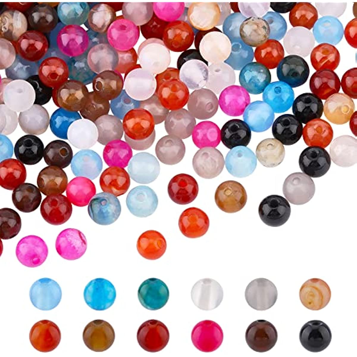 300Pcs 4mm Natural Agate Beads Strands Round Loose Stone Beads Dyed ...