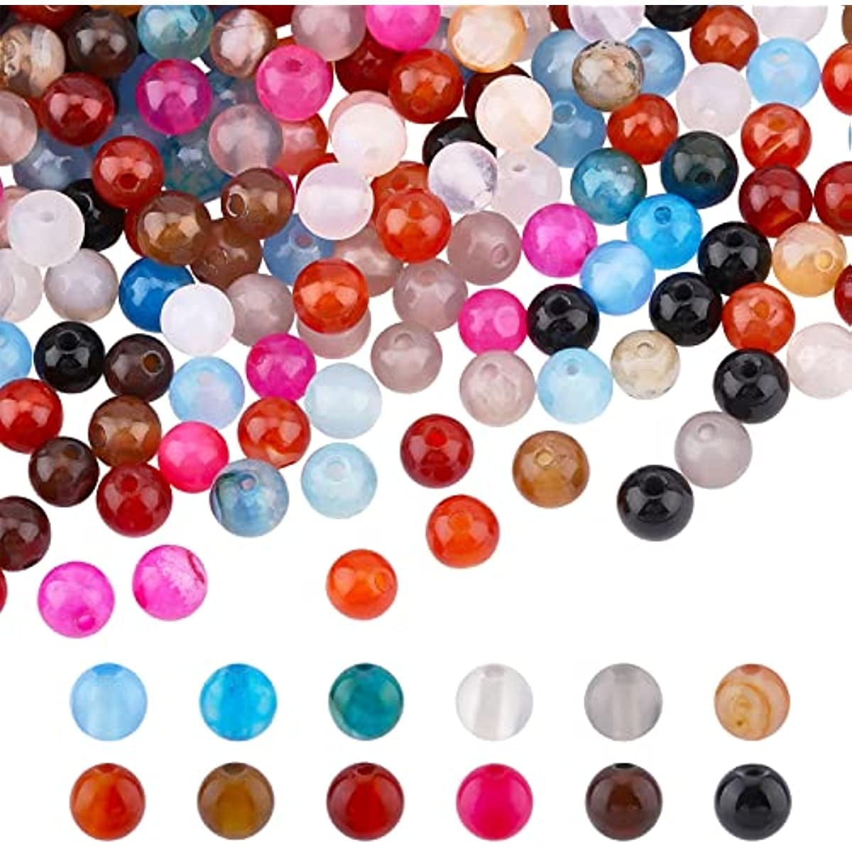 300Pcs 4mm Natural Agate Beads Strands Round Loose Stone Beads Dyed ...