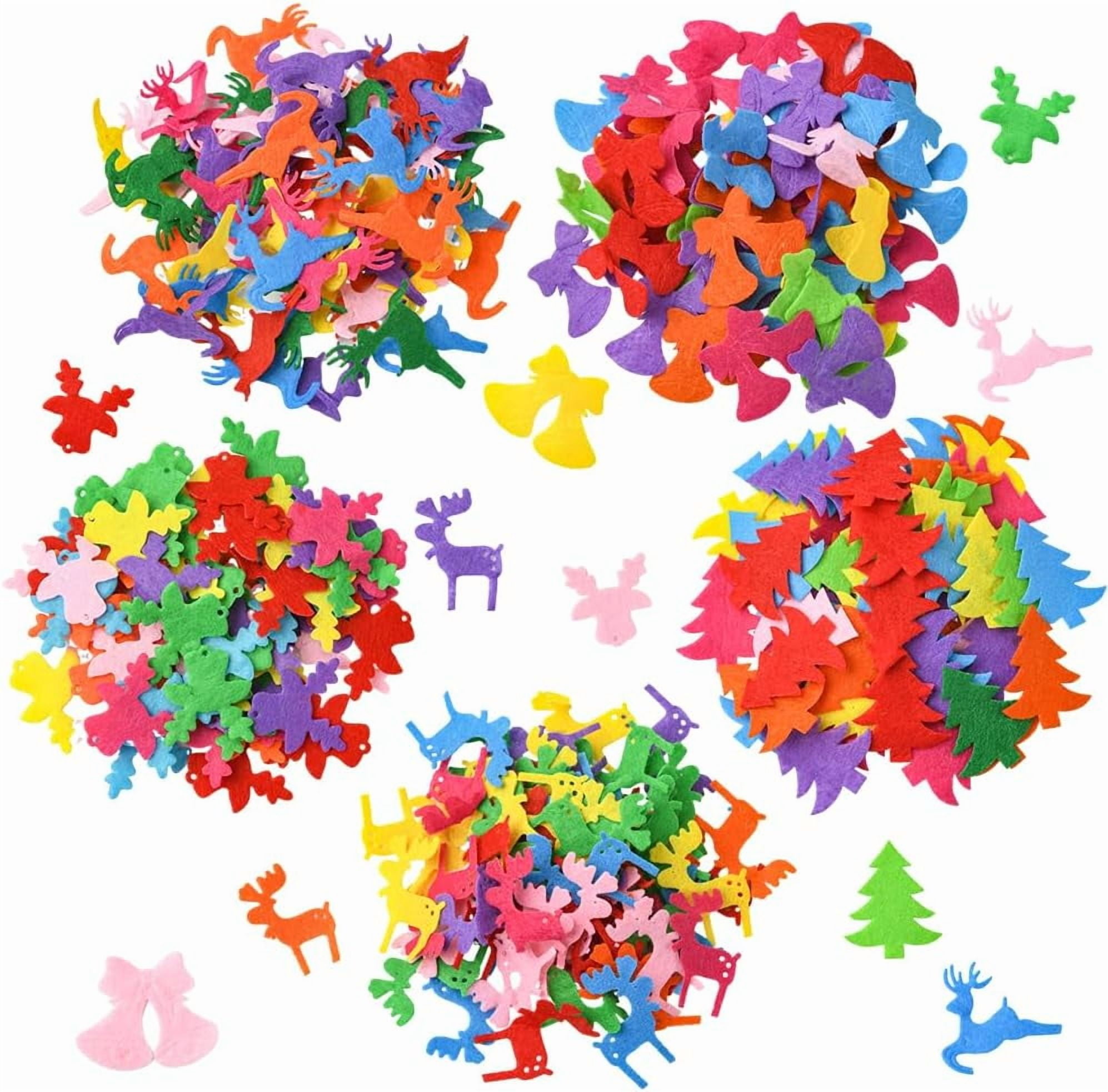300Pcs 5 Styles Christmas Embellishments Felt Shapes Random Mixed ...