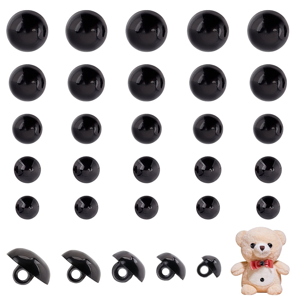 300Pcs 5 Styles Craft Plastic Eyes Stuffed Toy Eyes Mushroom Black 10 ...