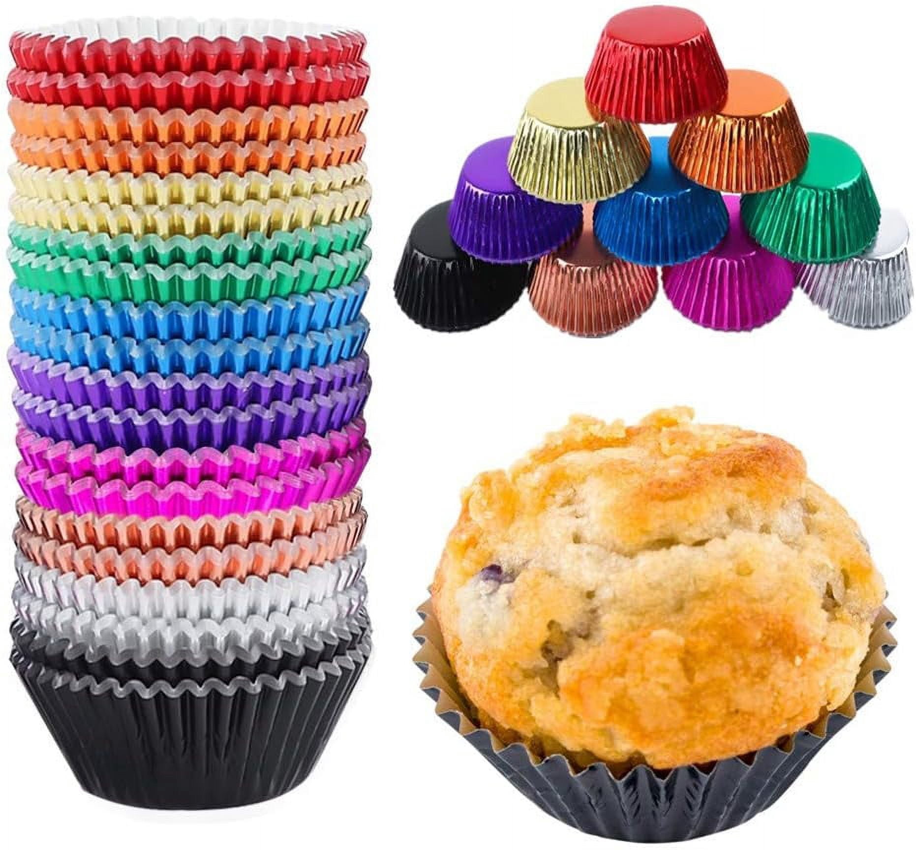 300Pcs/500Pcs Foil Cupcake Liners Standard Size Rainbow Cupcake Baking ...