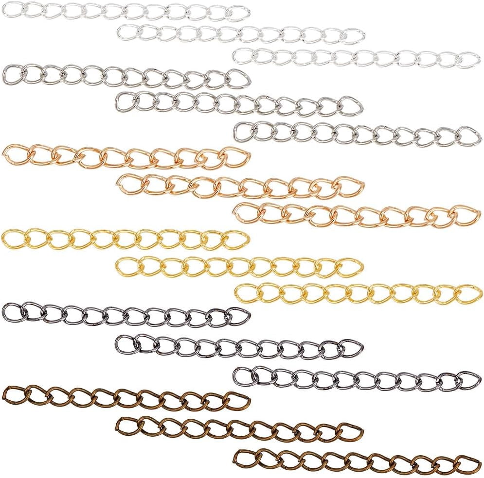 300Pcs 6 Colors Chain Jewelry Extenders 50x4mm Zinc Alloy Extender ...