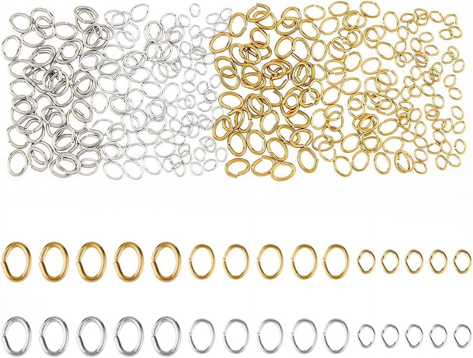 300Pcs 6 Styles 304 Stainless Steel Jump Rings Open Jump Rings Oval ...