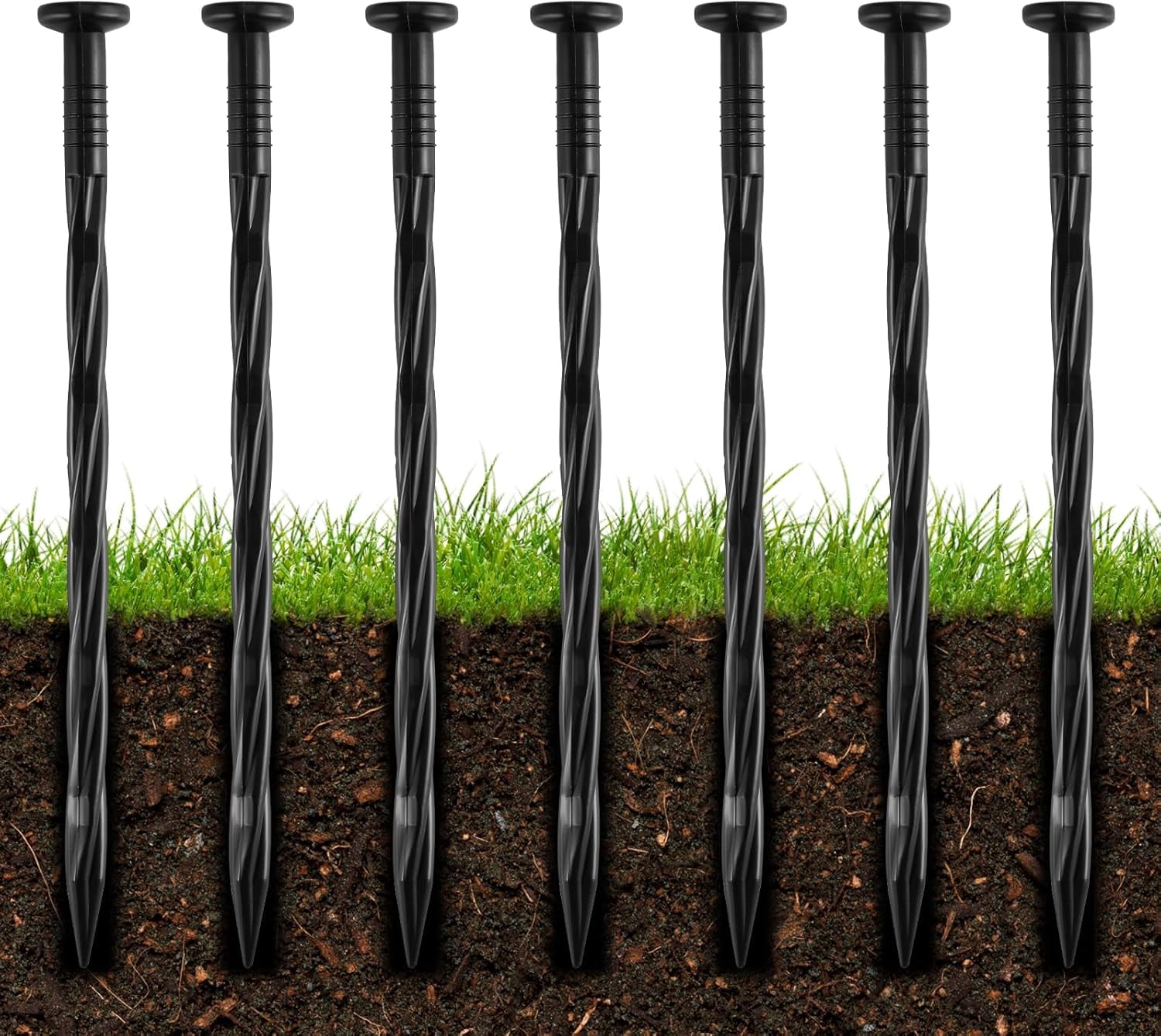 300Pcs 8-Inch Plastic Landscape Edging Spikes, Spiral Anchoring Nails ...