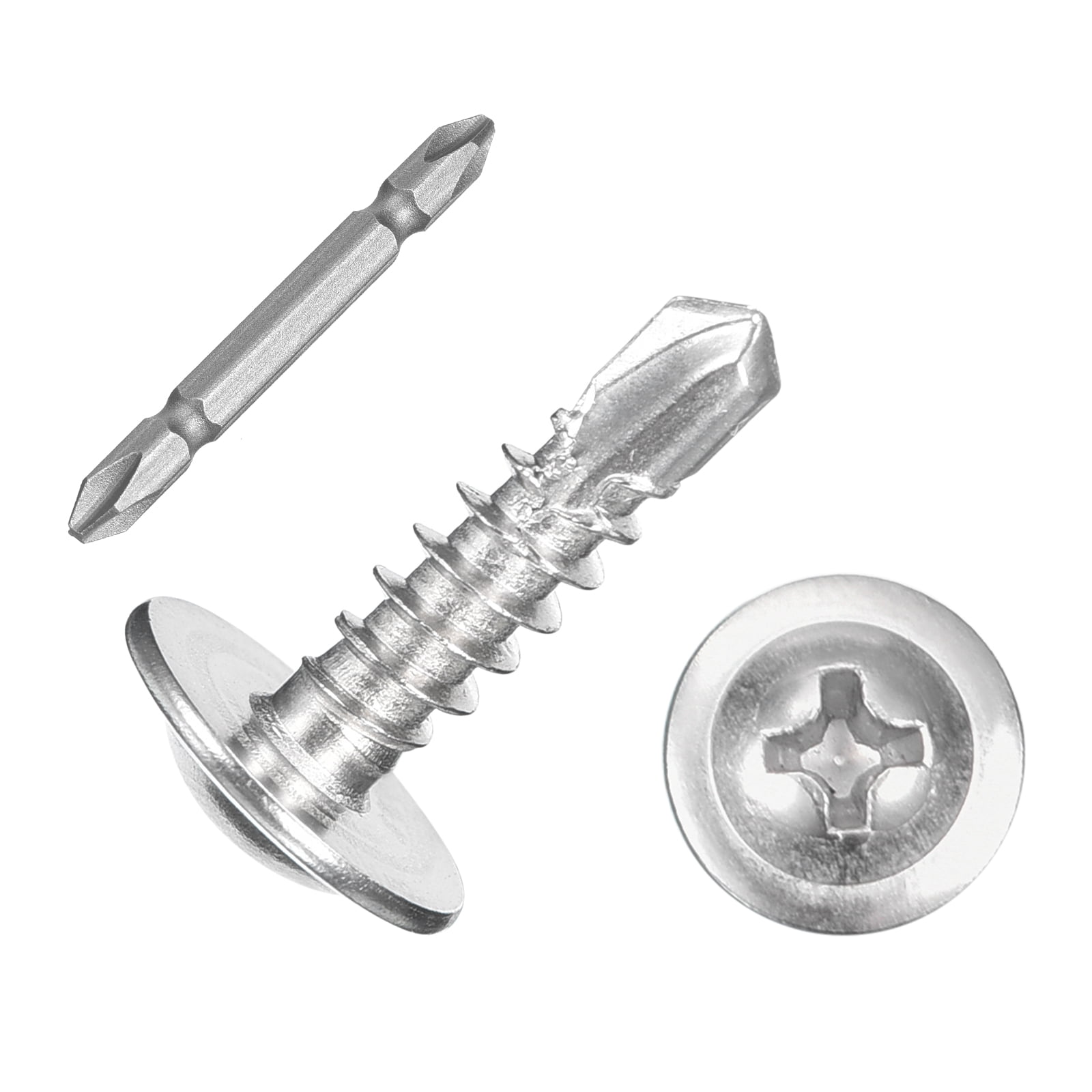 300Pcs #8x5/8" Self-Tapping Screws, 410 Stainless Steel Phillips Self ...