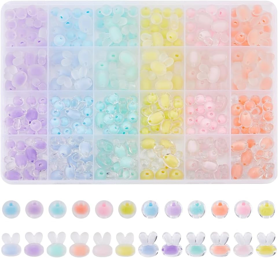 300Pcs Acrylic Rabbit Beads Colorful Cartoon Beads Bulk Rabbit Round ...