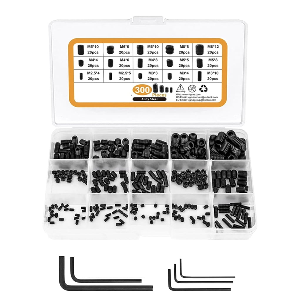300Pcs Allen Head Screws 2.5/3/4/5/6/8mm Hexagon Socket Head Screws ...
