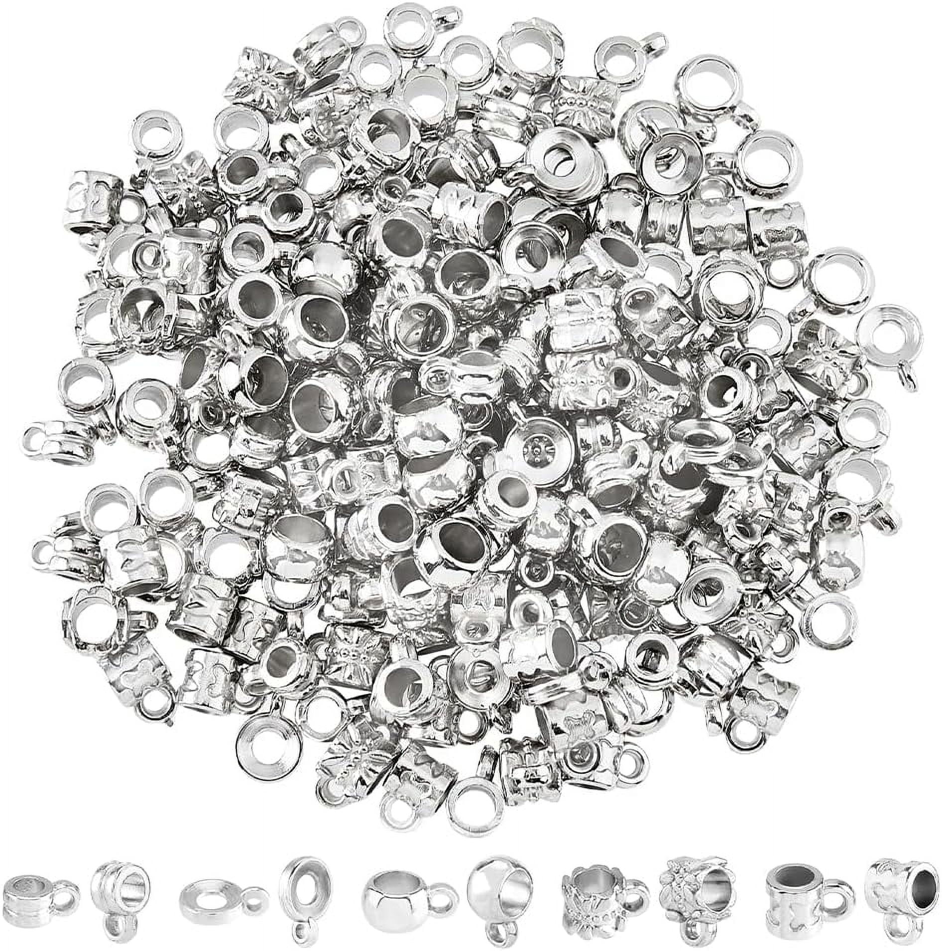 300Pcs Bail Bead Hanger Bead CCB Plastic Bead Charms Platinum Bail Tube ...