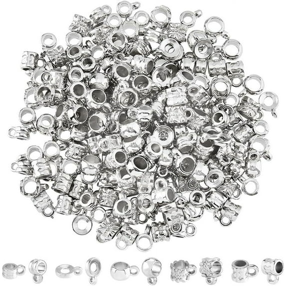 300Pcs Bail Bead Hanger Bead CCB Plastic Bead Charms Platinum Bail Tube ...