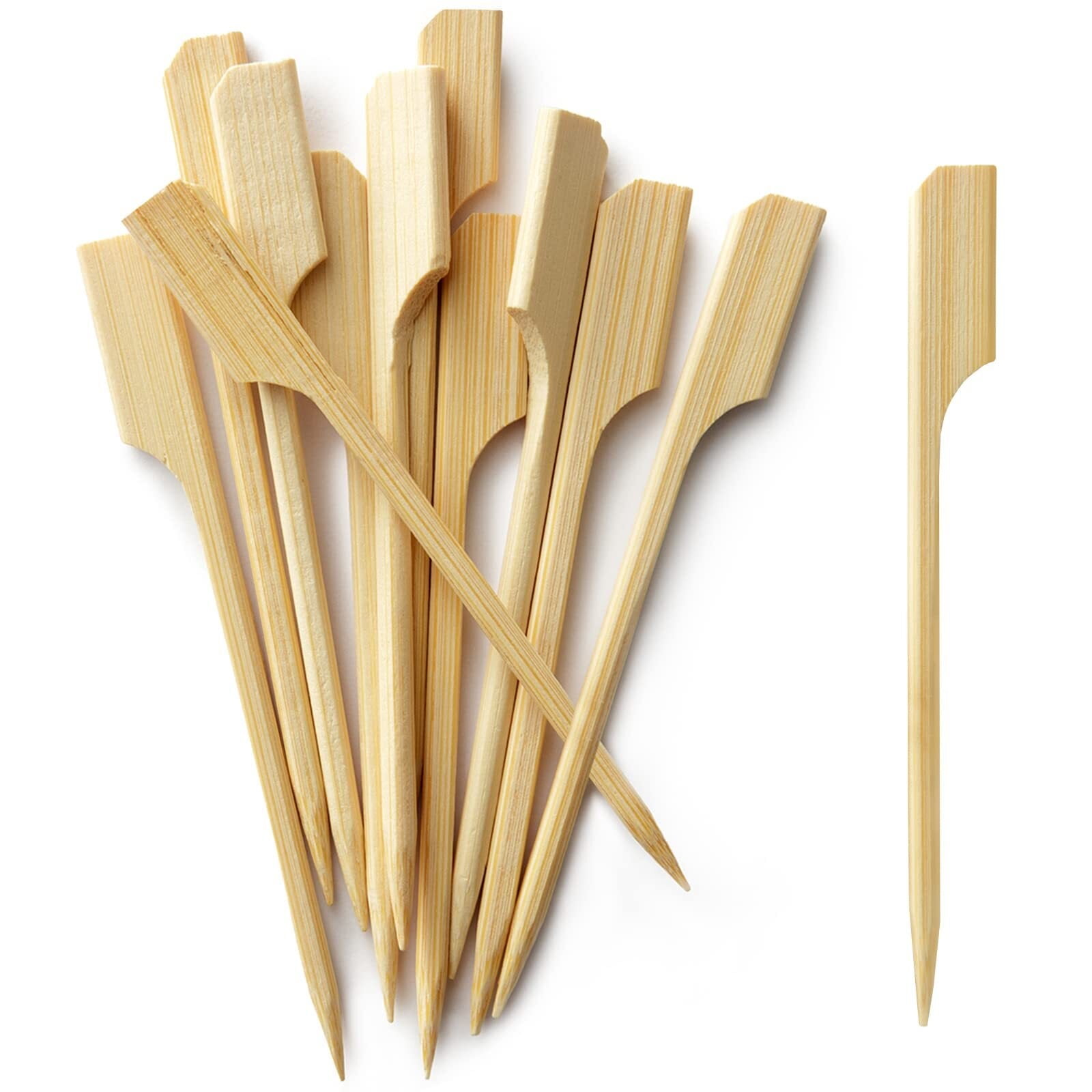 300Pcs Bamboo Paddle Picks, 3.5 Inch Sturdy Flat Skewers Food Appetizer ...