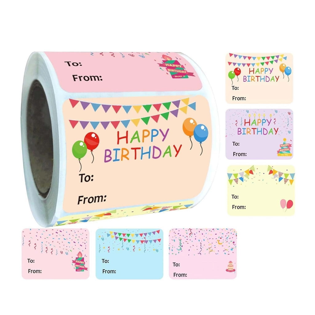 300Pcs Birthday Wrapping Label 50x38mm Adhesive Label Birthday Name ...