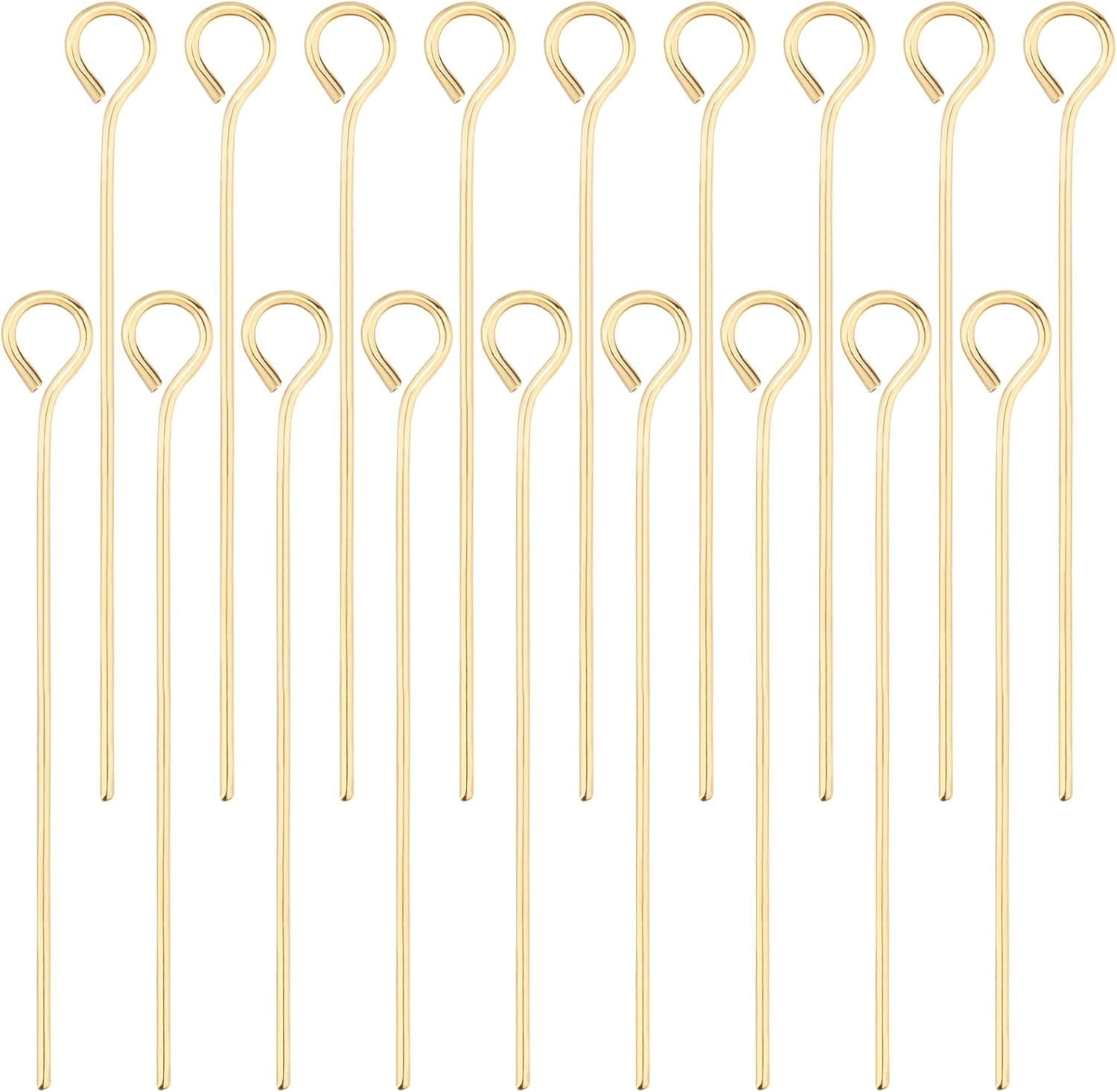 300Pcs Brass Eye Pins Long-Lasting Plated Nickel Free Real 18K Gold ...