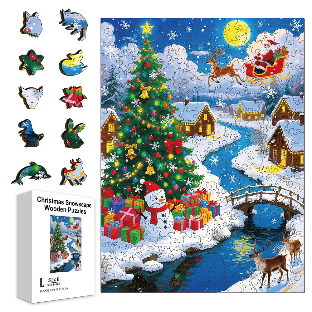 300Pcs Christmas Snowscape Wooden Jigsaw Puzzles for Adults 15.2x11 ...