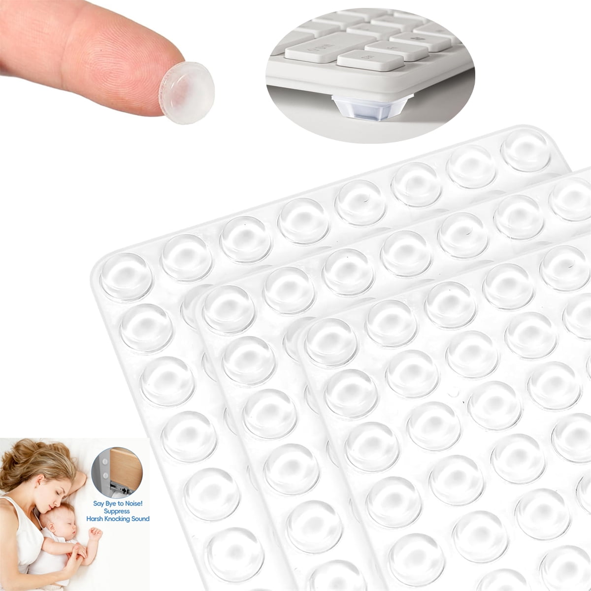300Pcs Clear Furniture Dampers,Tutuviw Self Adhesive Round Clear ...