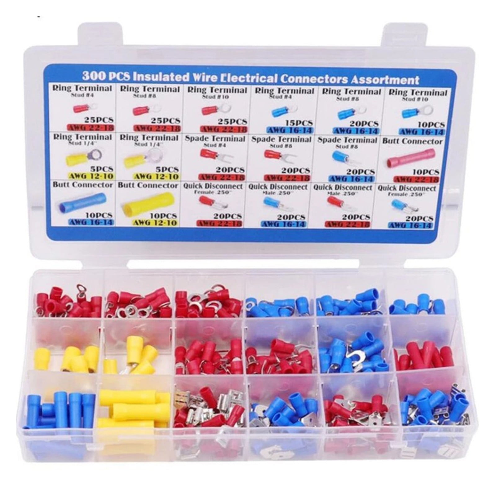 300PCS cold pressed terminal OT/UT round fork spade terminal block ...