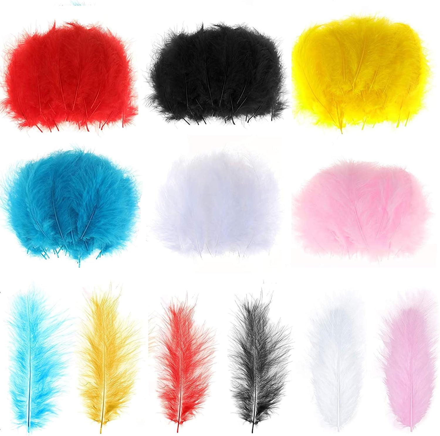 300PCS Colored Feathers 4-6in, 6 Colors Ostrich Feathers for DIY Crafts ...