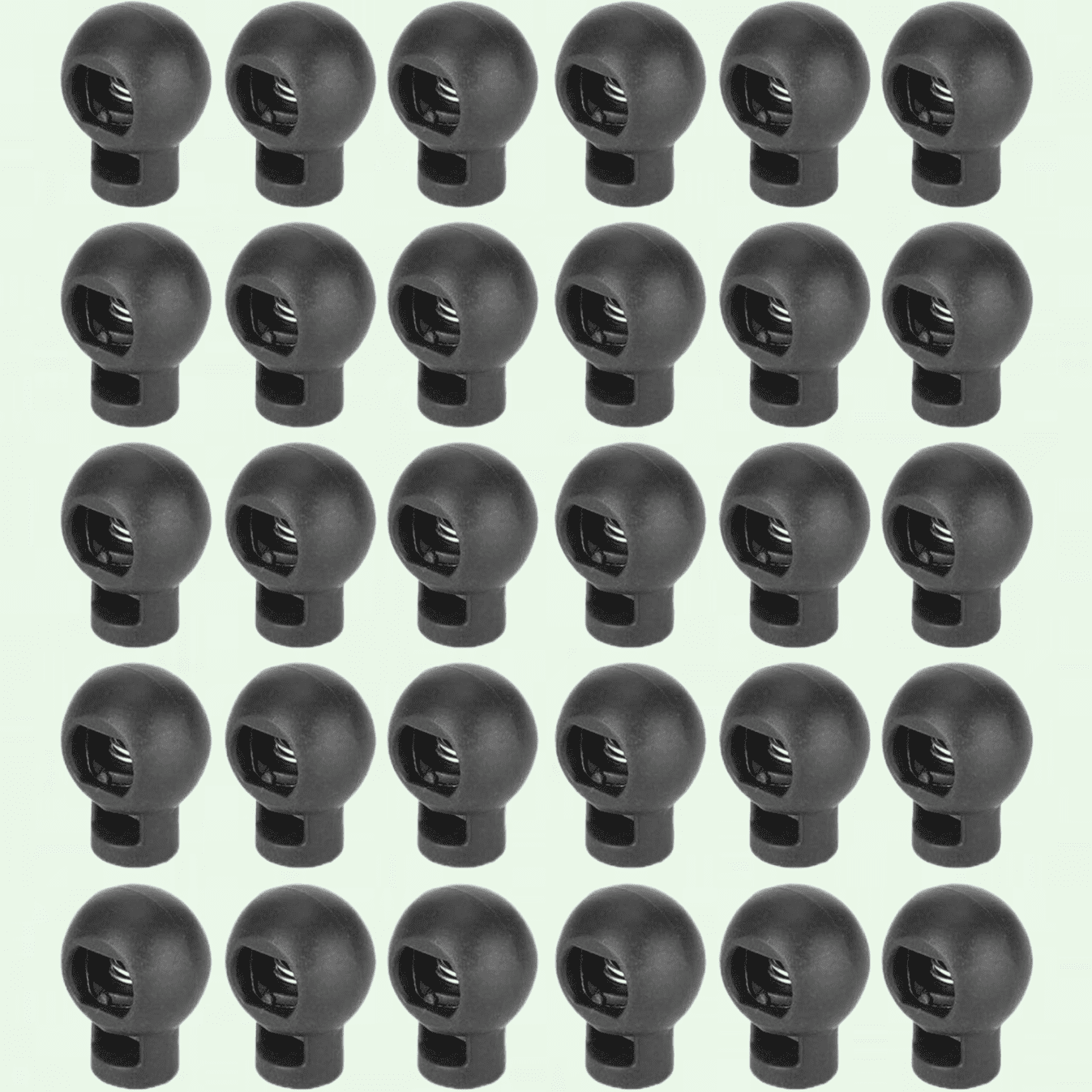 300Pcs Cord Locks, Ball Shape Spring Loaded Toggle Stoppers, Black ...