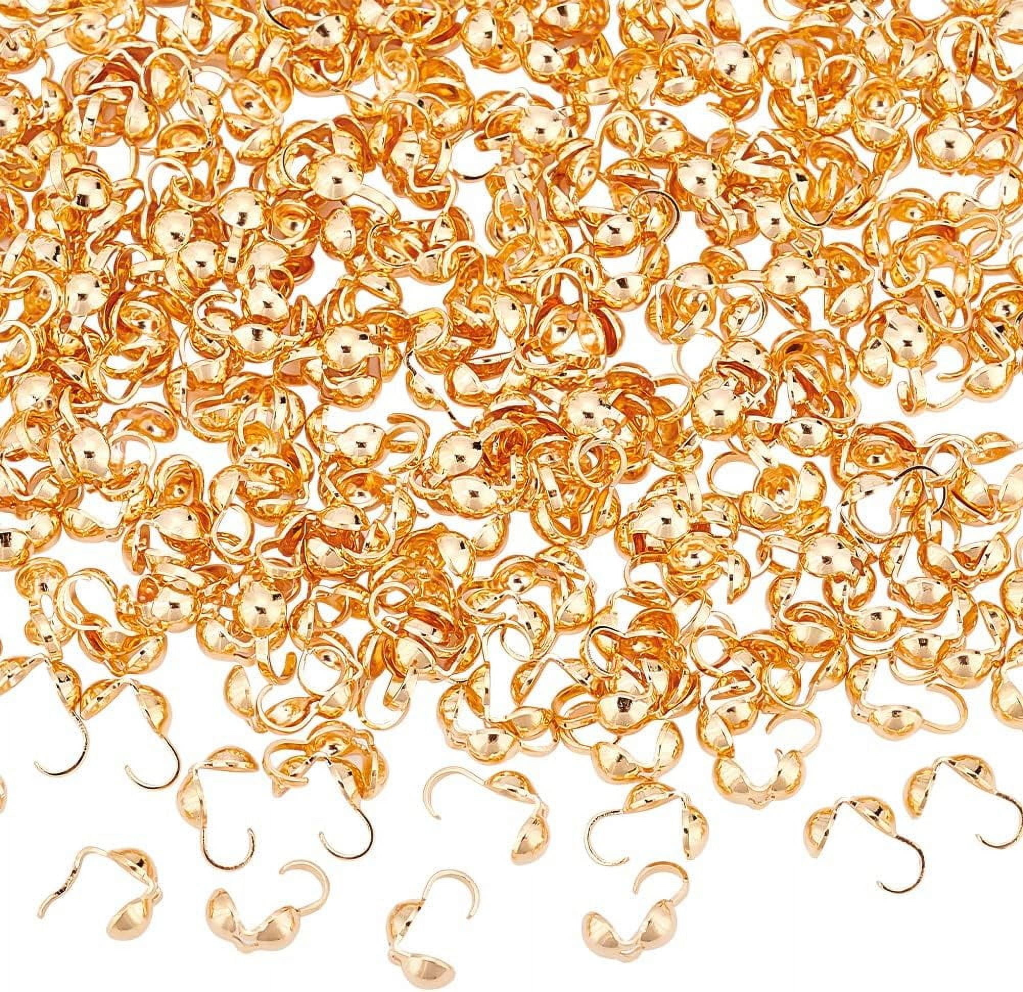 300Pcs Crimp Bead Tips Golden Clamshell Calotte Ends Cap Bead Knot ...