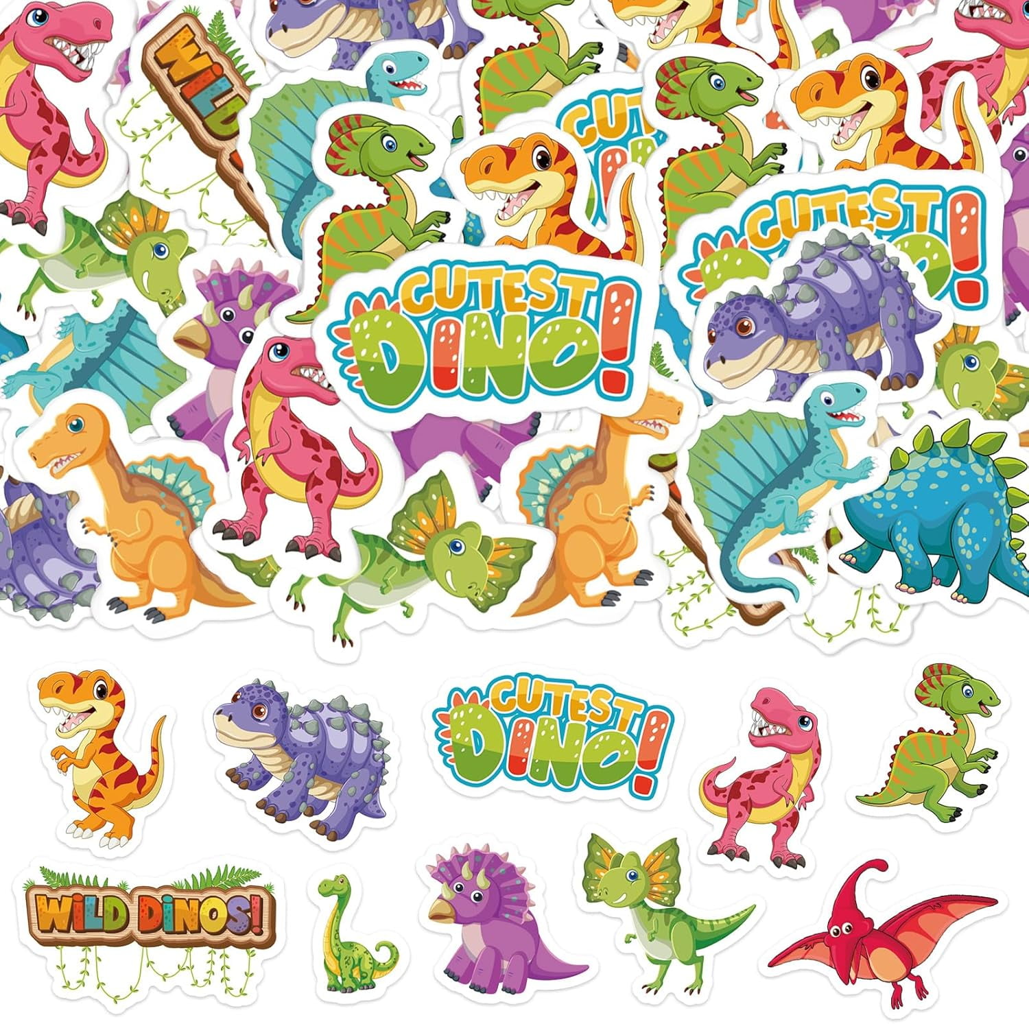 300Pcs Dinosaur Foam Stickers, Cute Self-Adhesive Dino Stickers ...