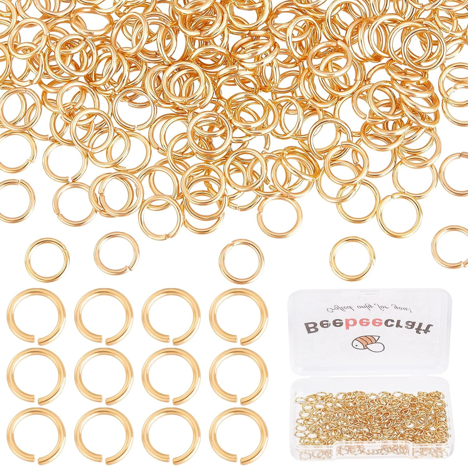 300Pcs Gold Jump Rings 18K Gold Plated Open Jump Rings 6mm - Walmart.com