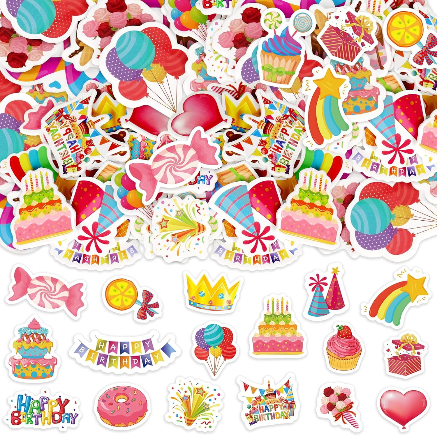300Pcs Happy Birthday Foam Stickers, Cute Colorful Birthday Stickers ...