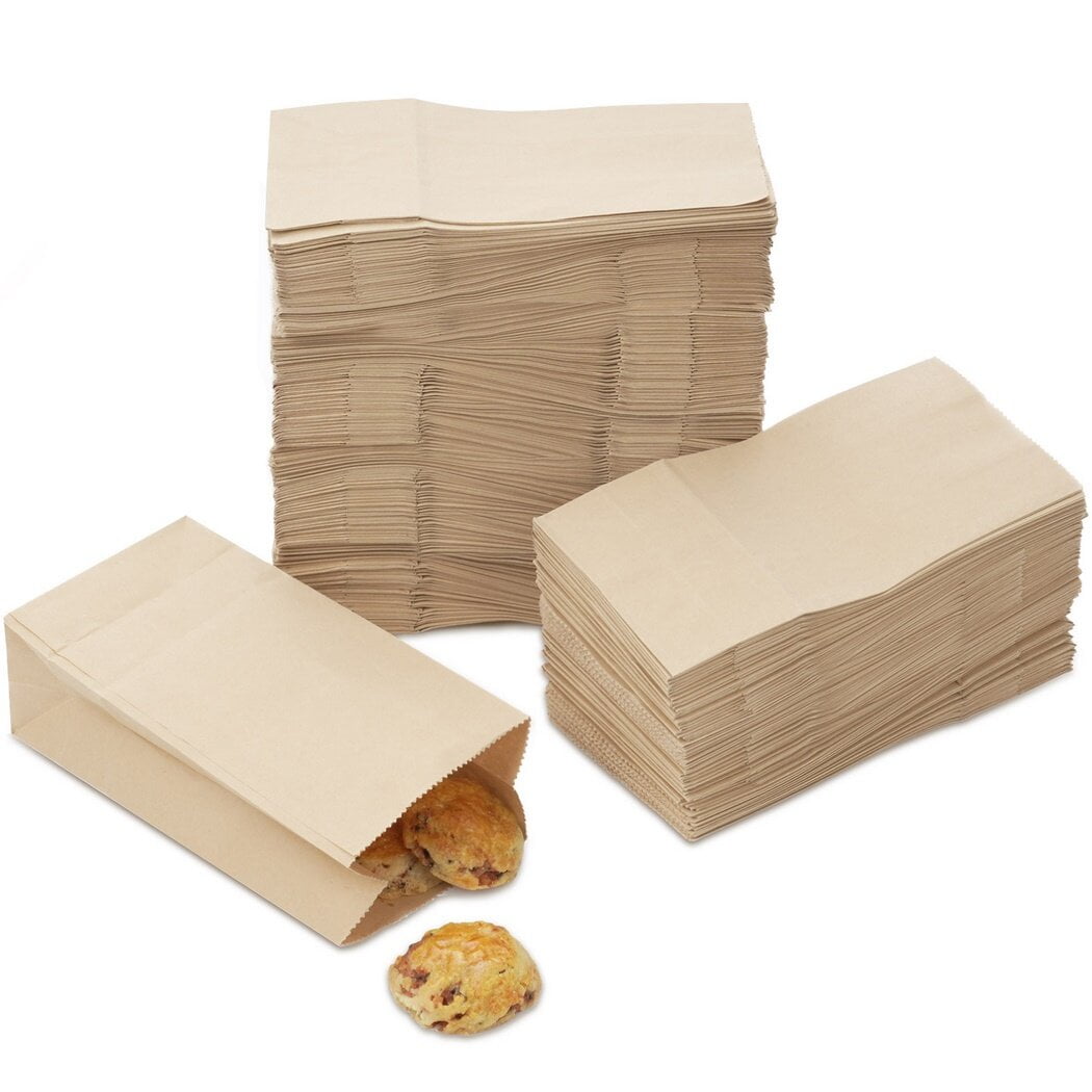 300Pcs Kraft Paper Bags, Mini Brown Treat Bags, 3.5×6.7" Small Flat ...