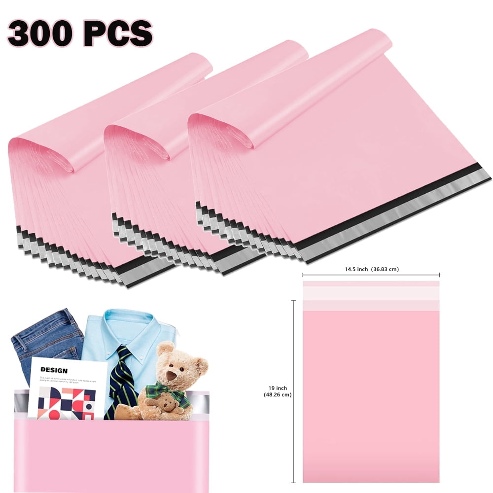 300Pcs Large Poly Mailers, 14.5 x 19 inch Pink Waterproof and Tear ...
