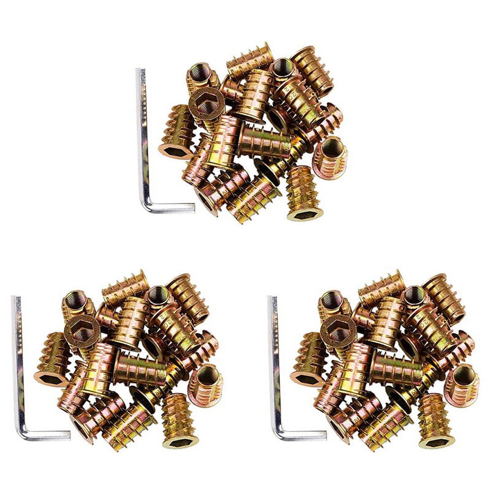 300Pcs M6 x 15mm Furniture Screw in Nut Threaded Wood Inserts Bolt ...