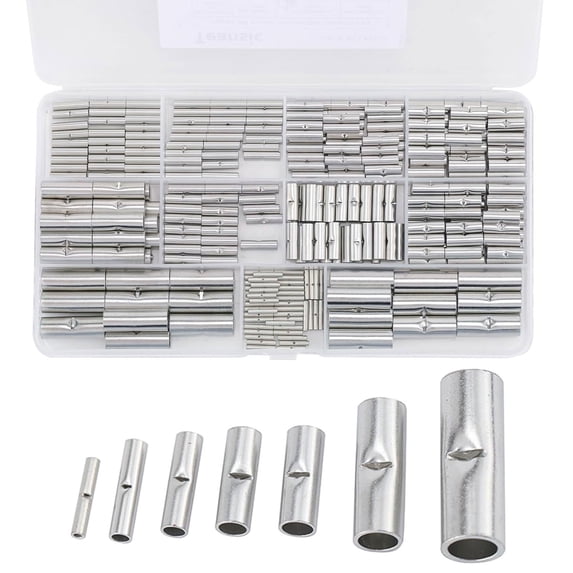300Pcs NonInsulated Butt Connectors Butt Terminals Electrical Wire ...