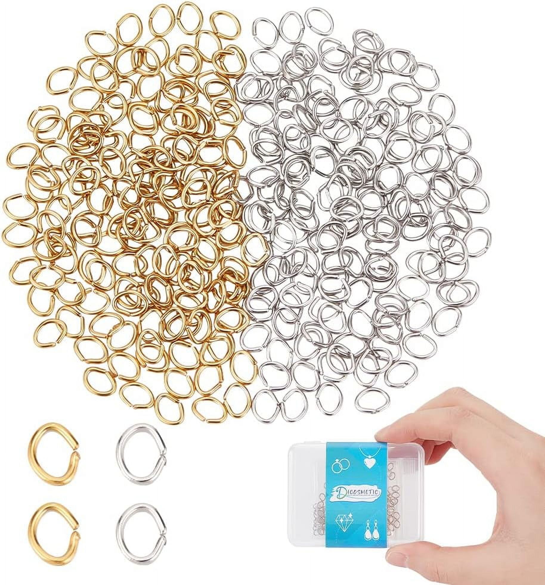300Pcs Oval Jump Rings Stainless Steel Open Jump Rings Golden Round ...