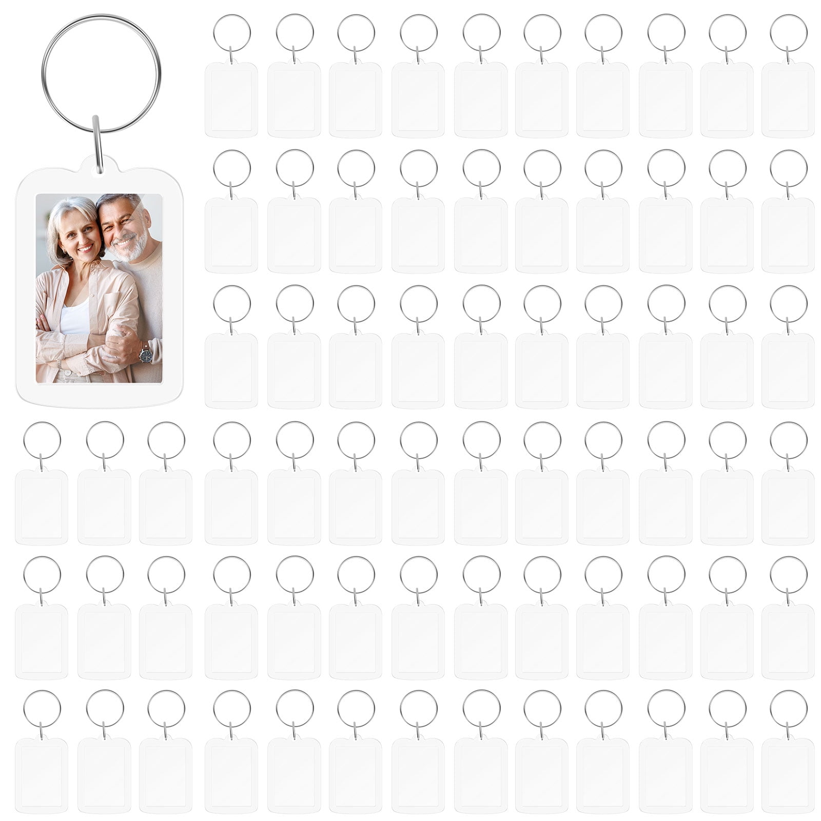 300Pcs Photo Picture Keychain Blank Keychain Picture Holder Acrylic ...