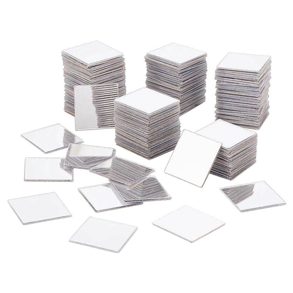 300Pcs Square Acrylic Self Adhesive Acrylic Mosaic Tiles Silver 20.5x20 ...