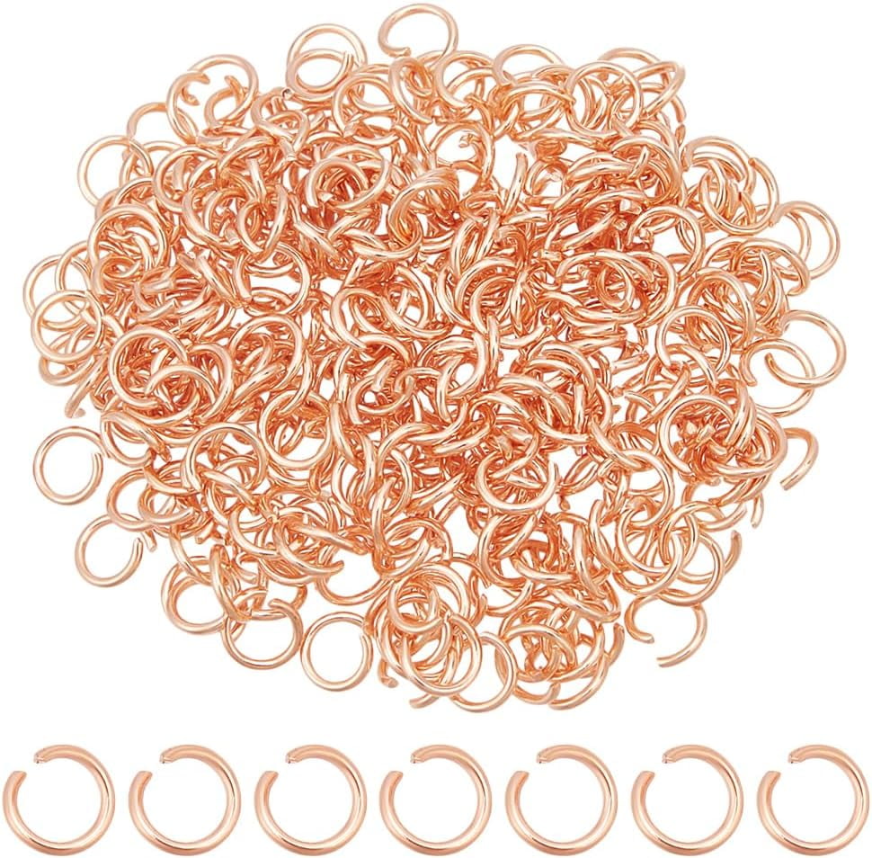 300Pcs Stainless Steel Open Jump Rings 5mm Rose Gold Jump Rings Metal O ...