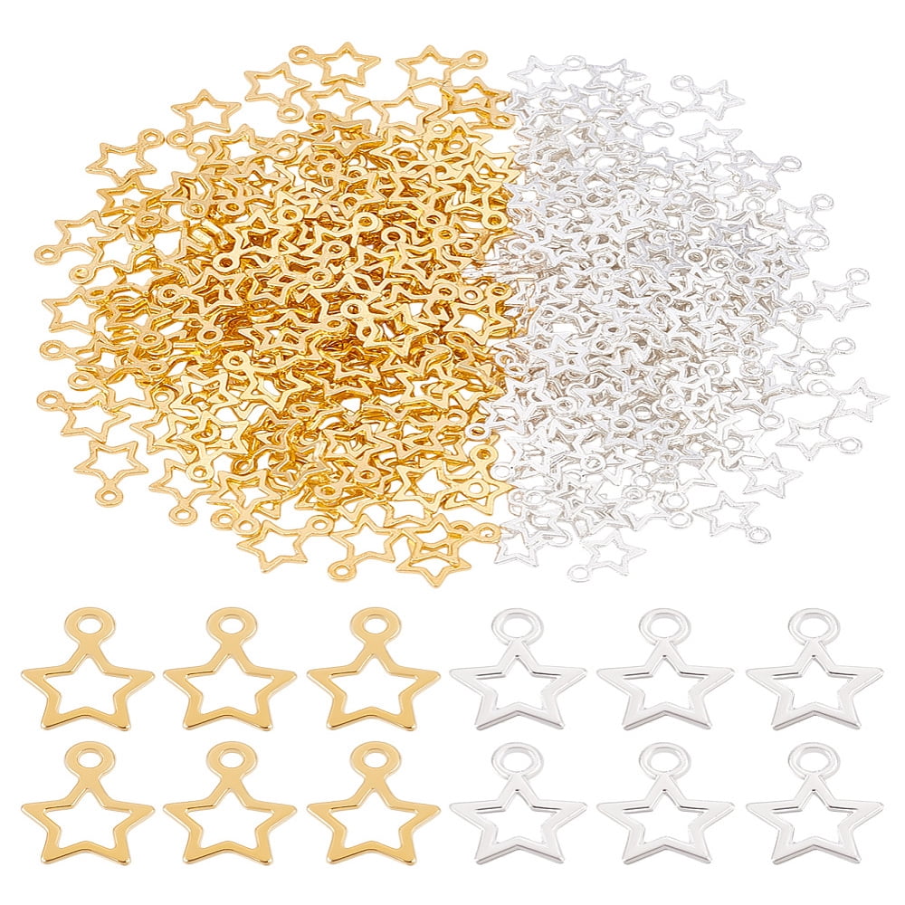 300Pcs Tibetan Style Alloy Charms Star Mixed Color 12~14x10x2mm Hole: 1 ...