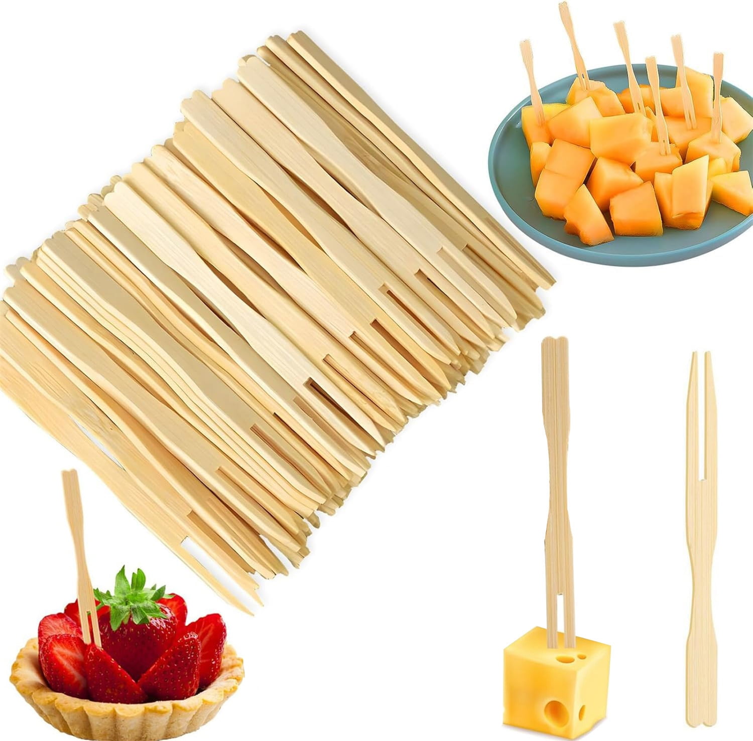 300Pcs Toothpicks for Appetizers,3.5 inch Mini Bamboo Food Forks ...