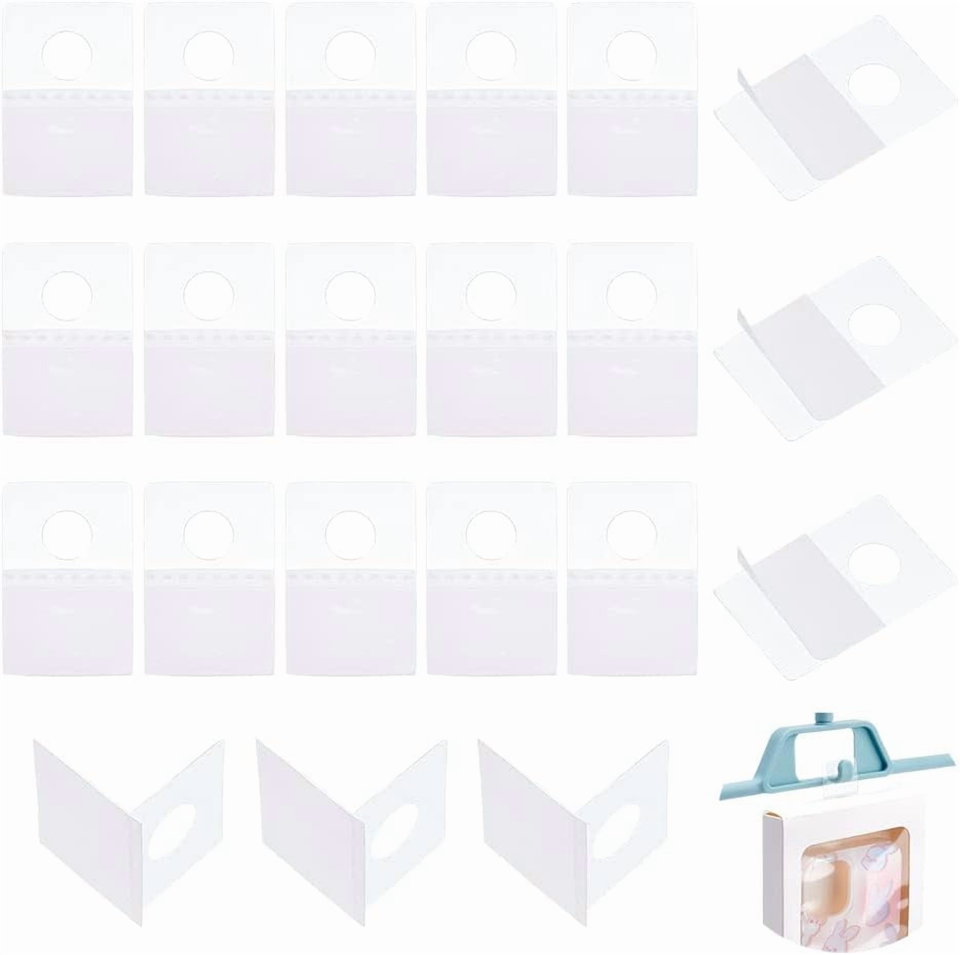 300Pcs Transparent PVC Hang Tabs with Euro Slot Foldable Self Adhesive ...