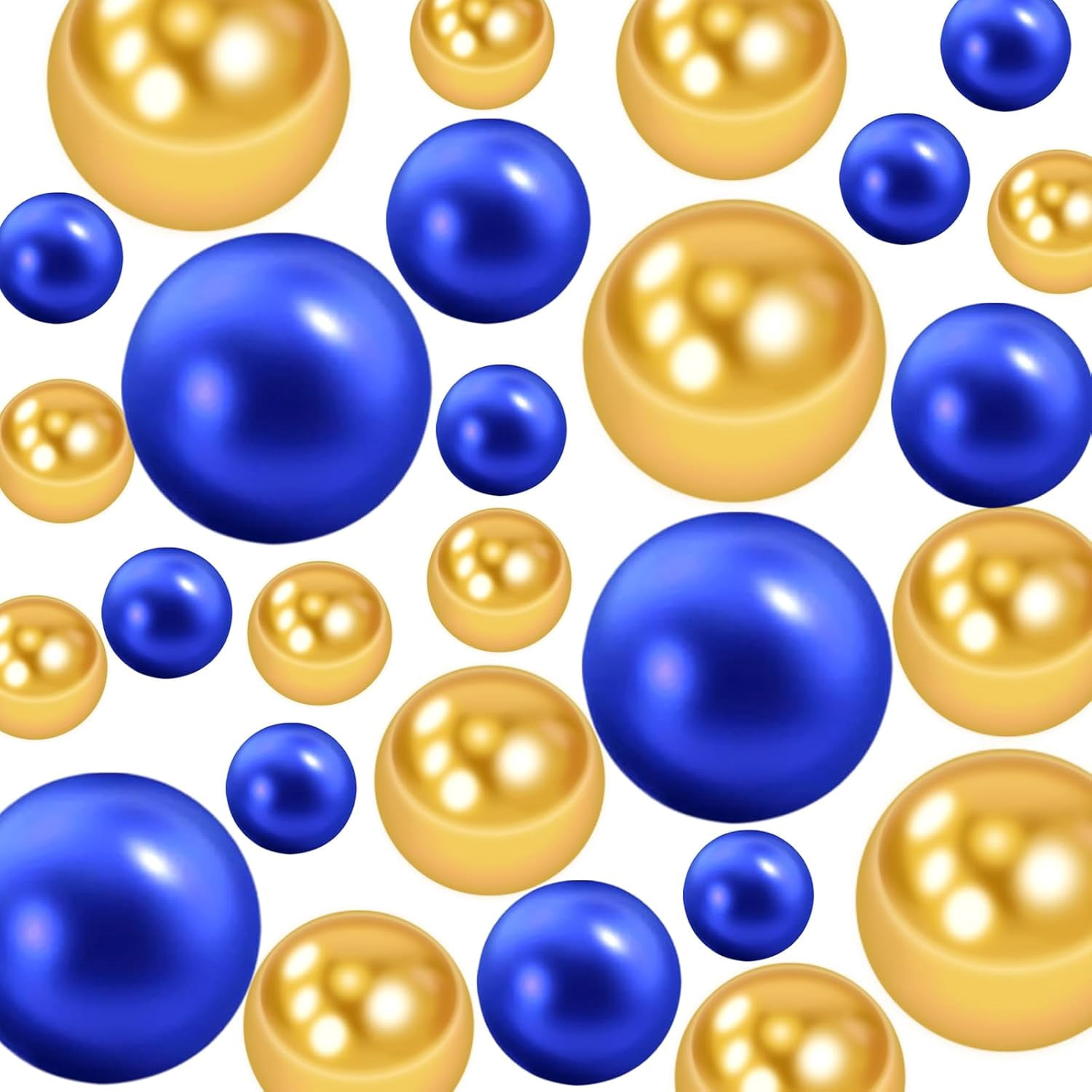 300Pcs Vase Filler Blue and Golden Yellow No Hole Faux Pearl Beads for ...