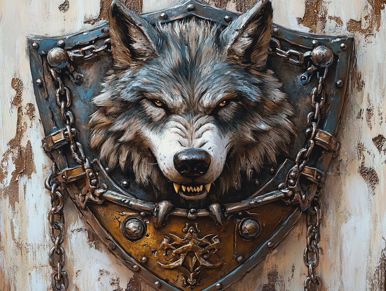 300Piece Jigsaw Puzzle:Wolf Head On Shield: Majestic and Fierce ...