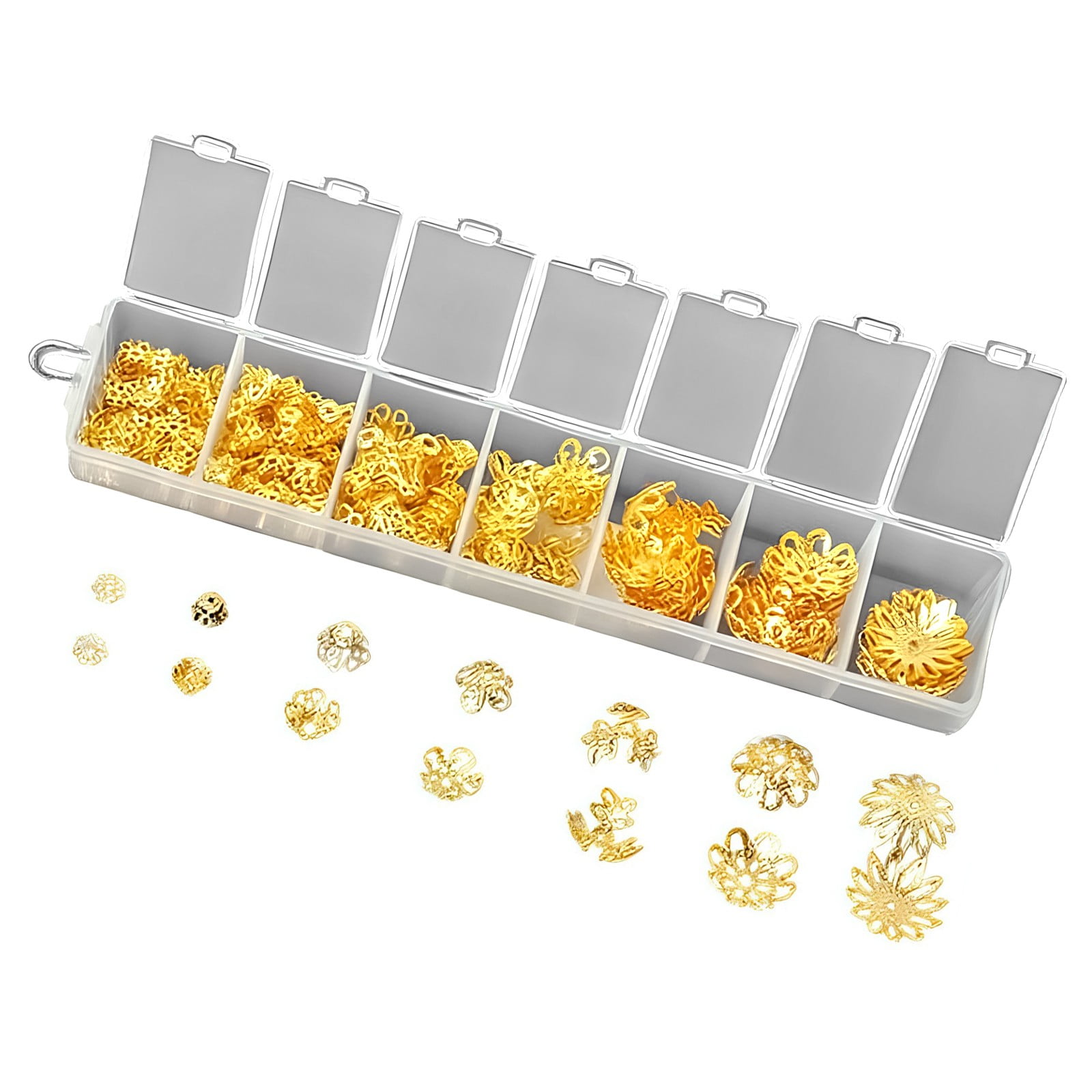 300Pieces Jewelry Bead End Caps Set Metal Materials Seamlessly Designs ...
