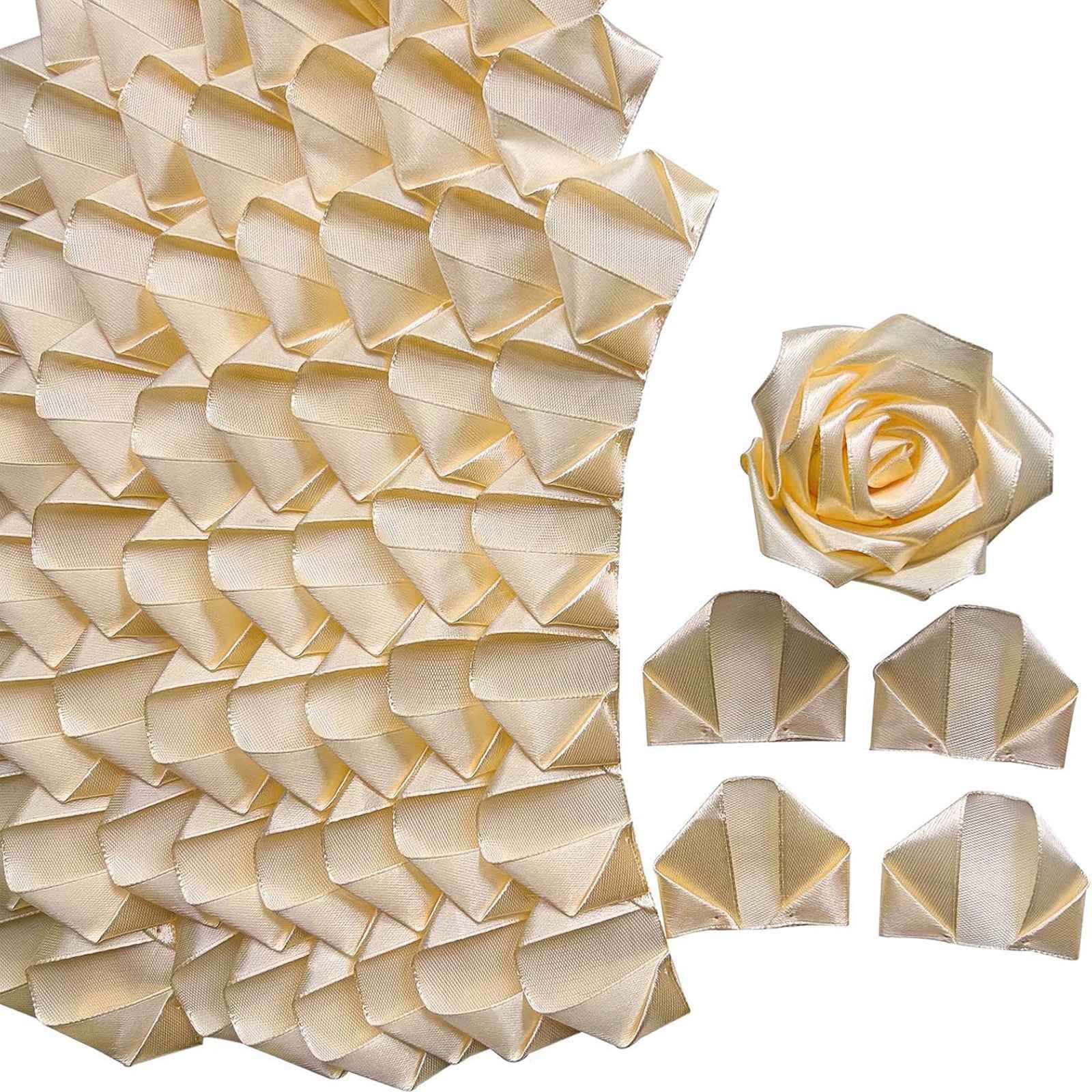 300Pieces Premade Satin Ribbon Rose Petals Half-Finished for Eternal Rose DIY Forever Flowers ...