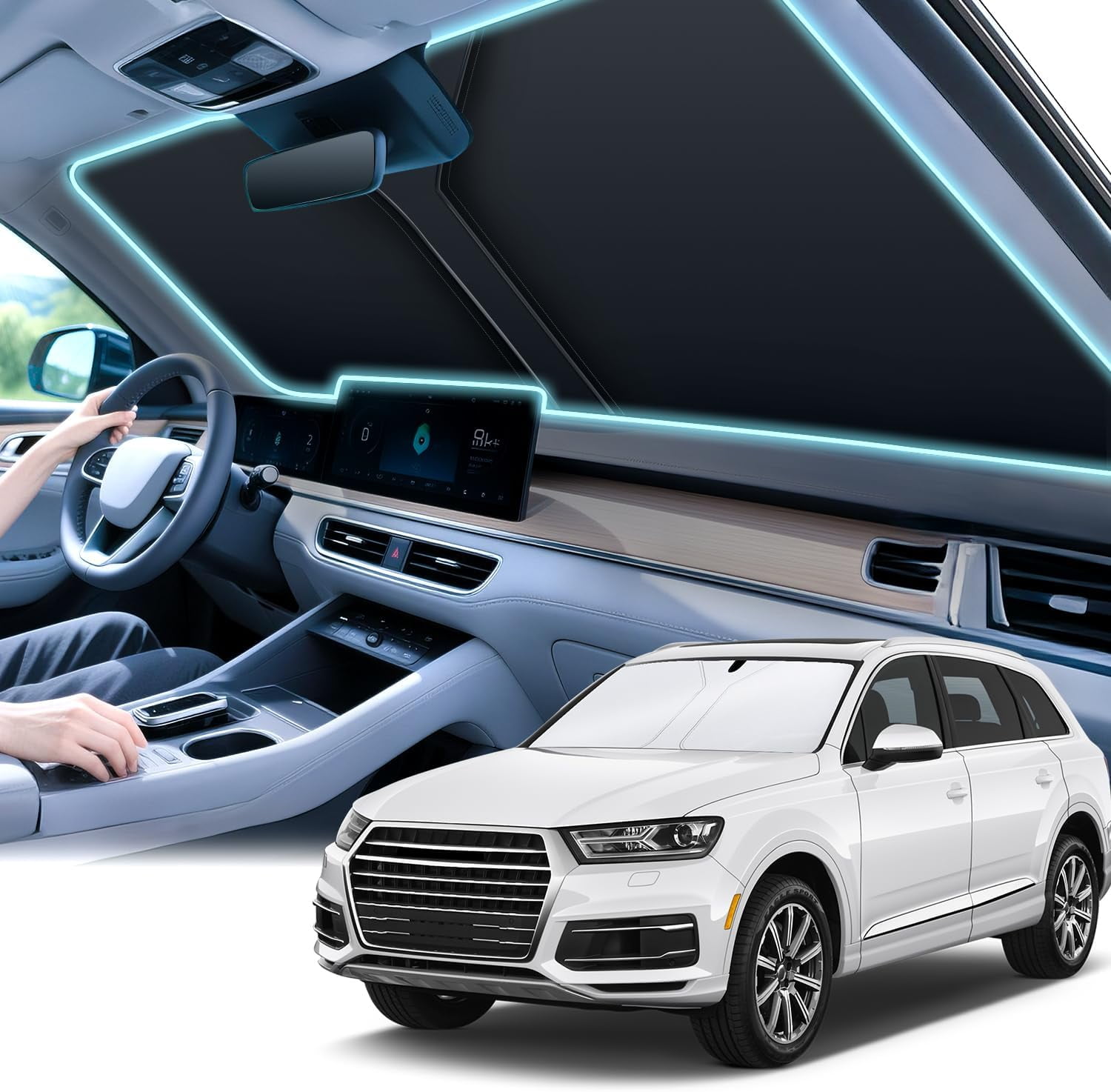 300T Universal Car Windshield Sun Shade, Foldable Reflective for ...